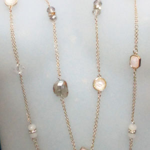LOFT | Jewelry | Loft Long Crystal Stone Station Necklace | Poshmark